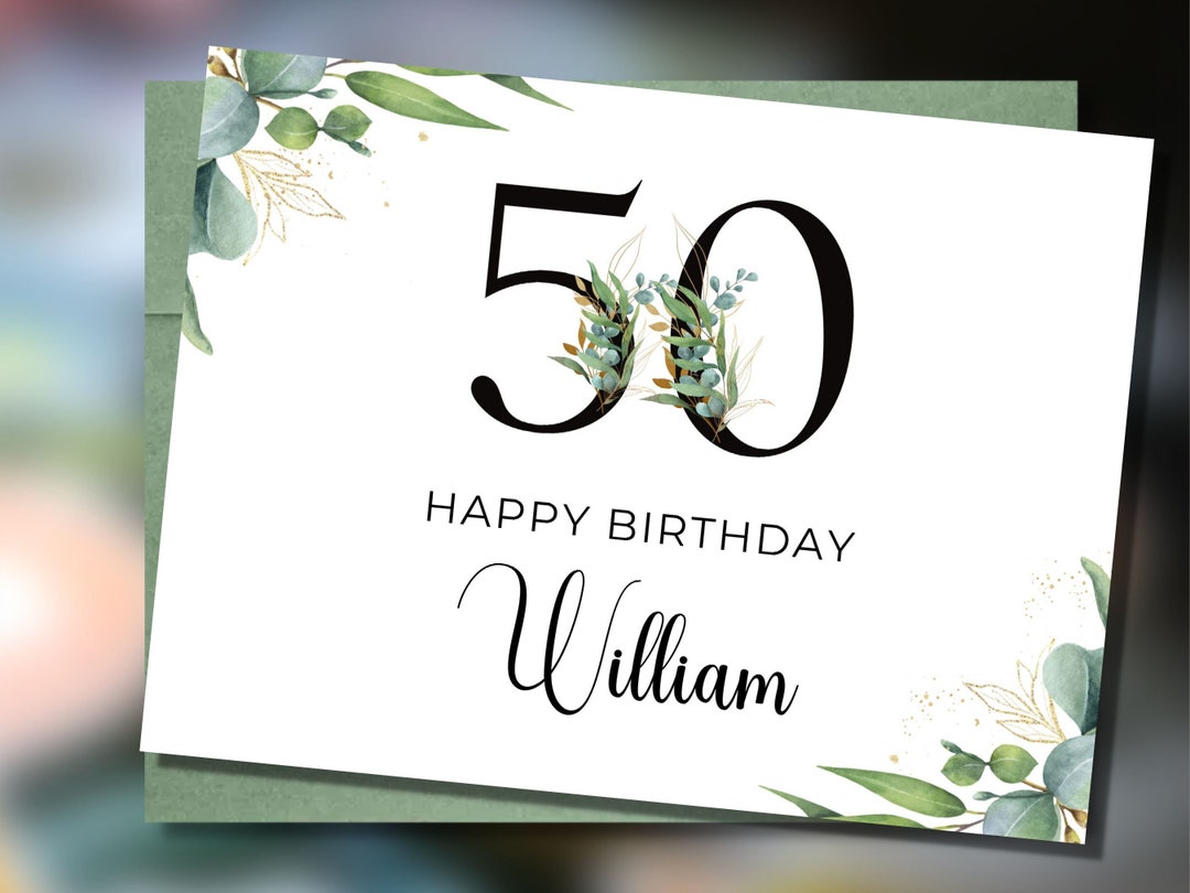 Custom 50th Birthday Card, Happy 50th Birthday, Personalized 5 X 7 ...