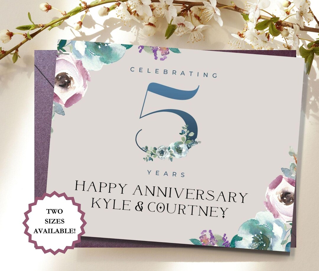 Custom Happy 5th Anniversary Card – Christian, Personalized Inside ...
