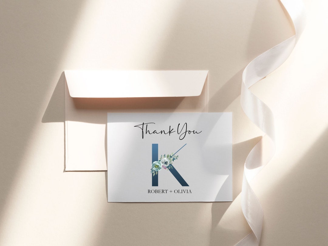 Personalized Monogram Thank You Card | Custom Thank You Stationery ...