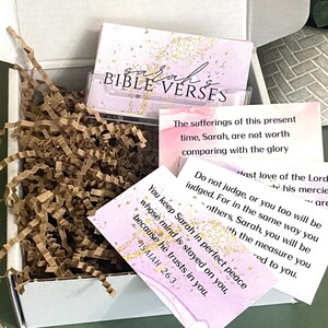 Personalized Scripture Cards With Acrylic Holder, 35 Custom Pink Watercolor Bible Verses ...