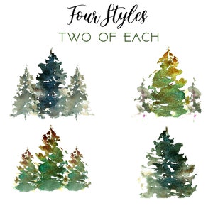 Watercolor Pine Tree Card Set (8) | Blank Holiday Christmas Note Cards ...