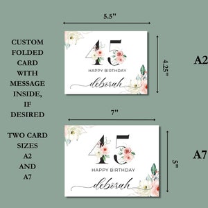 Custom 45th Birthday Card, Happy 45th Birthday for Daughter ...