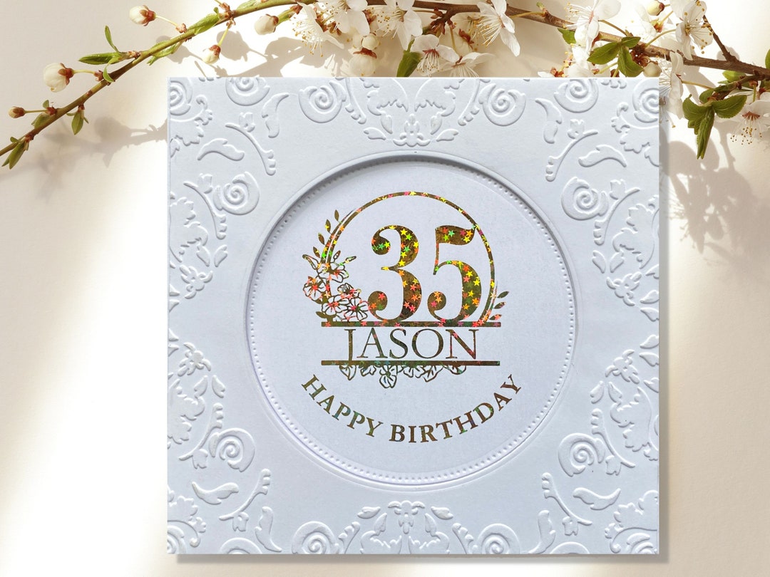 Personalized Foiled 35th Birthday Card, Happy 35th Birthday, Custom ...