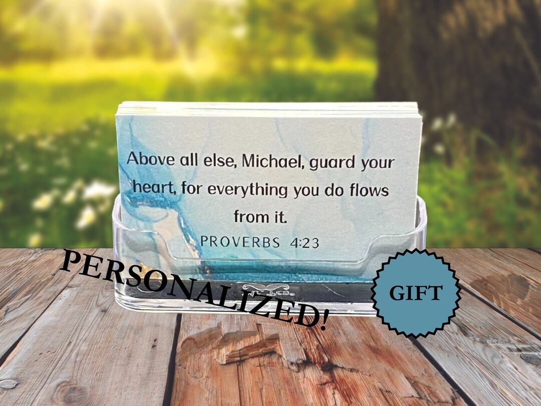 Personalized Scripture Cards With Acrylic Holder, 35 Custom Watercolor ...