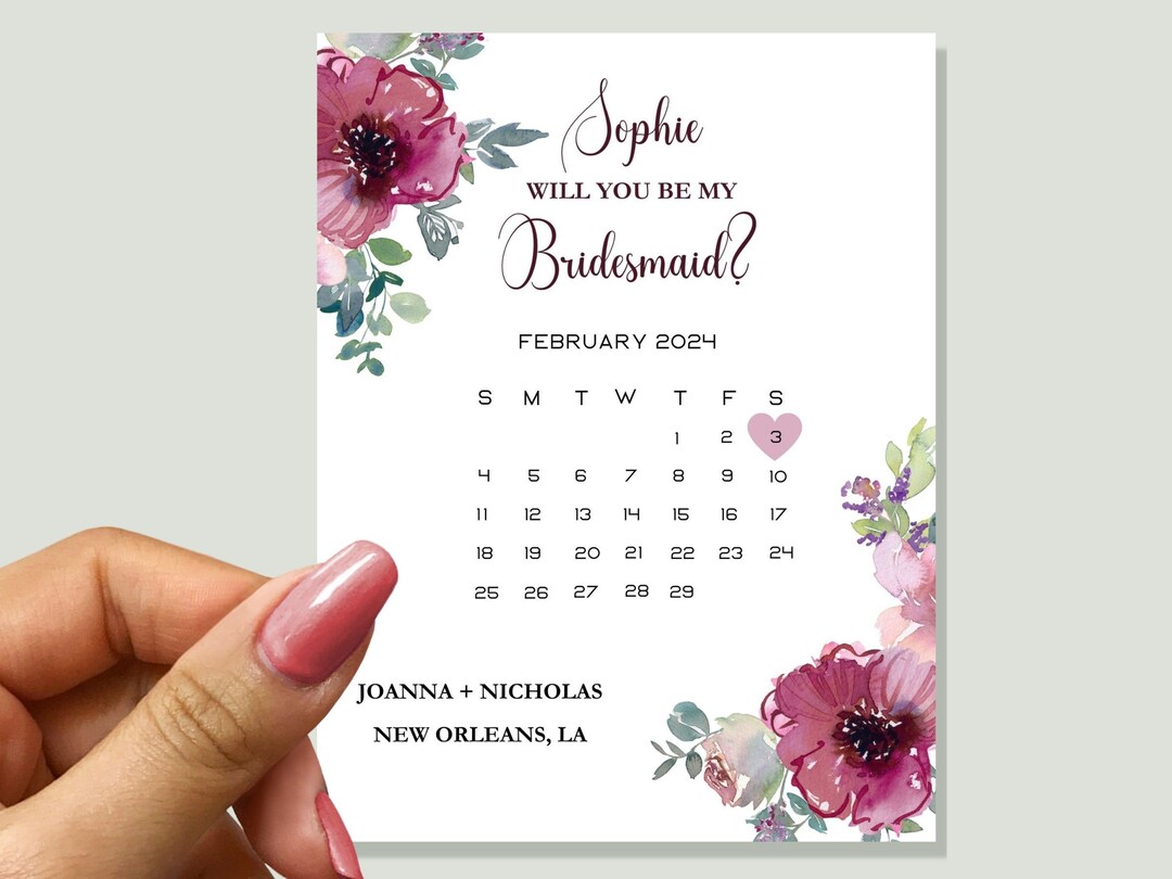 Bridesmaid Proposal Calendar, Save the Date Card, Bridesmaid Calendar ...