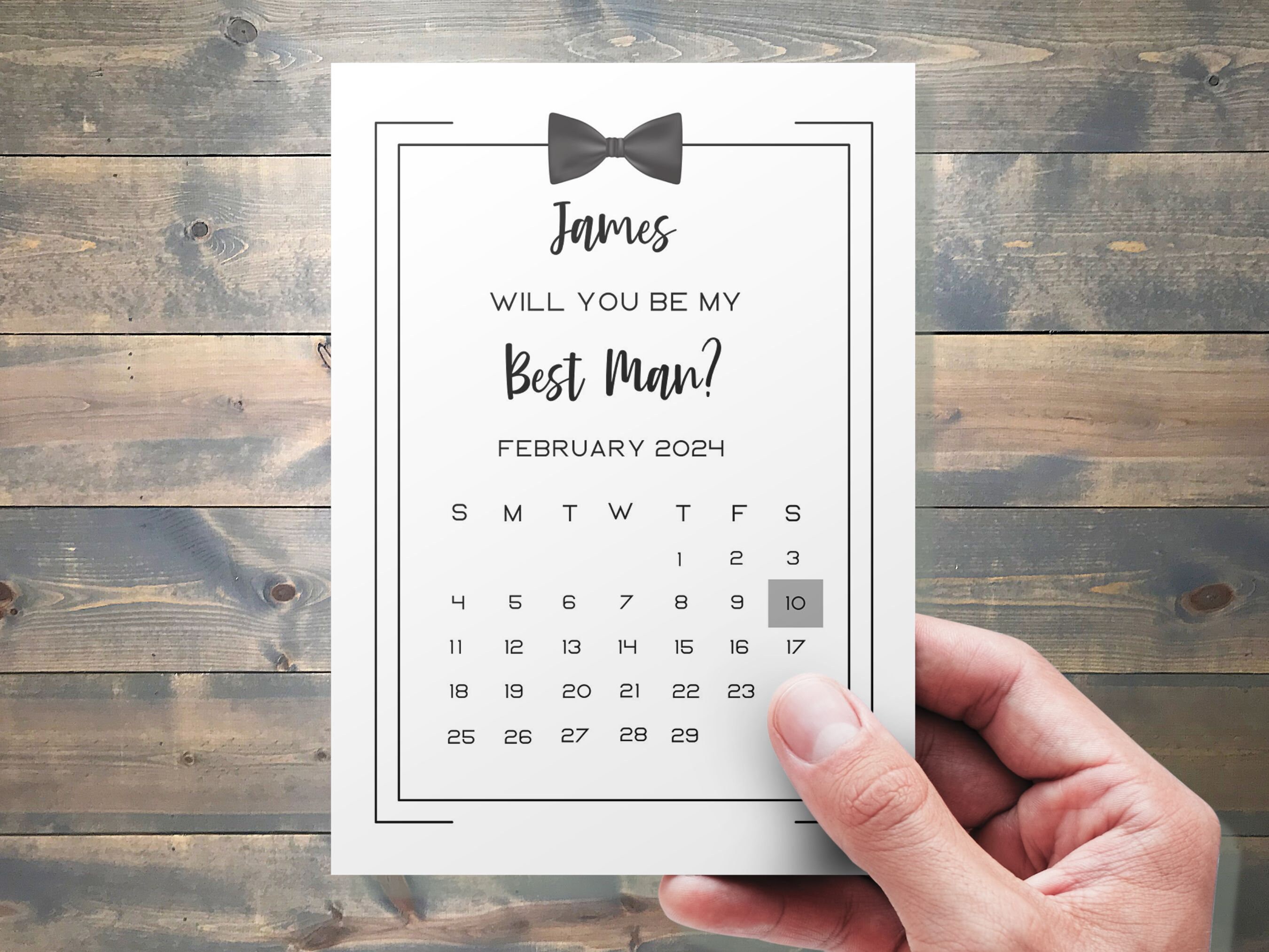 Best Man Calendar Proposal Calendar Save the Date Card - Etsy