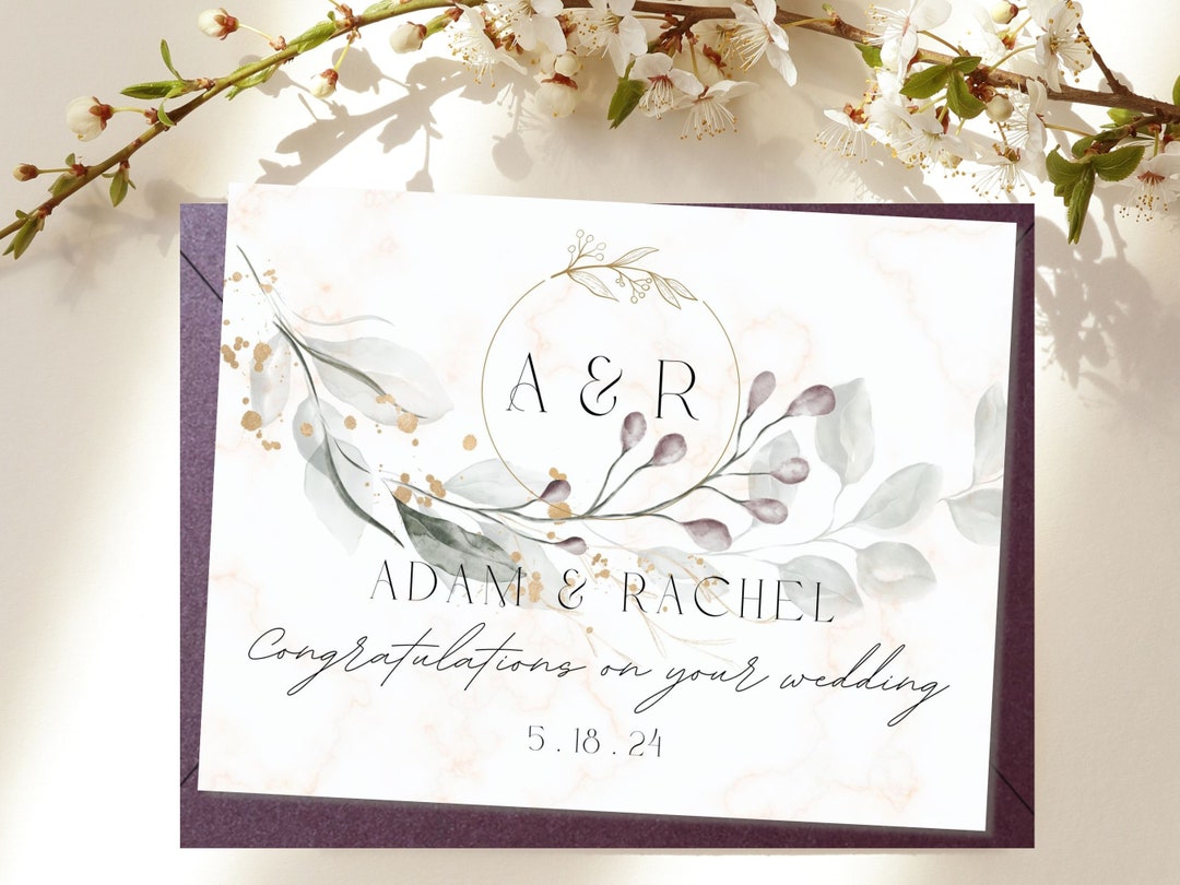 Personalized Monogram Wedding Card, Wedding Card to Newly Married ...