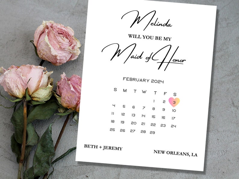 Maid of Honor Proposal Calendar Save the Date Bridesmaid - Etsy
