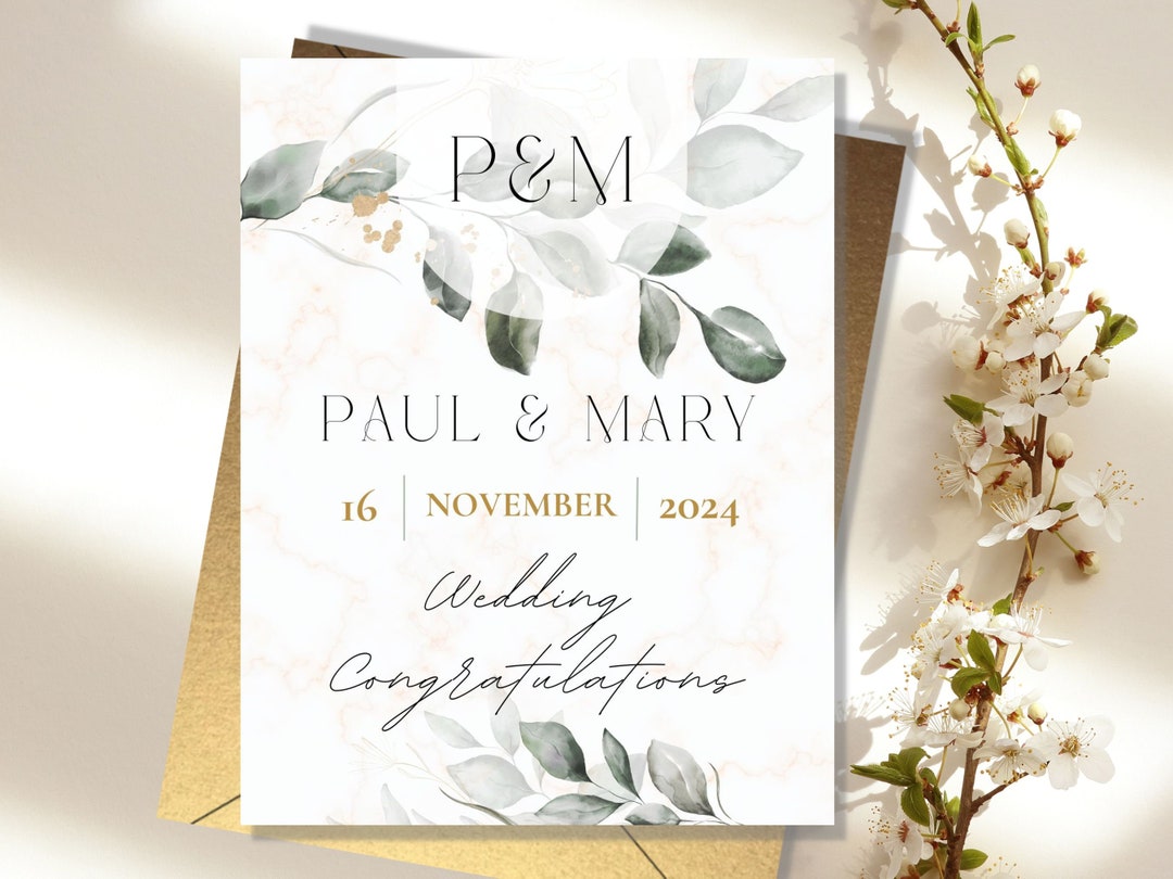 Personalized Monogram Wedding Card, Wedding Card to Newly Married ...