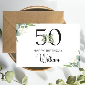 Custom 50th Birthday Card, Happy 50th Birthday, Personalized 5 X 7 ...