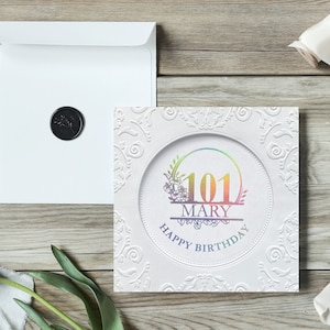 Personalized Foiled 101st Birthday Card, Embossed Happy 101st Birthday ...