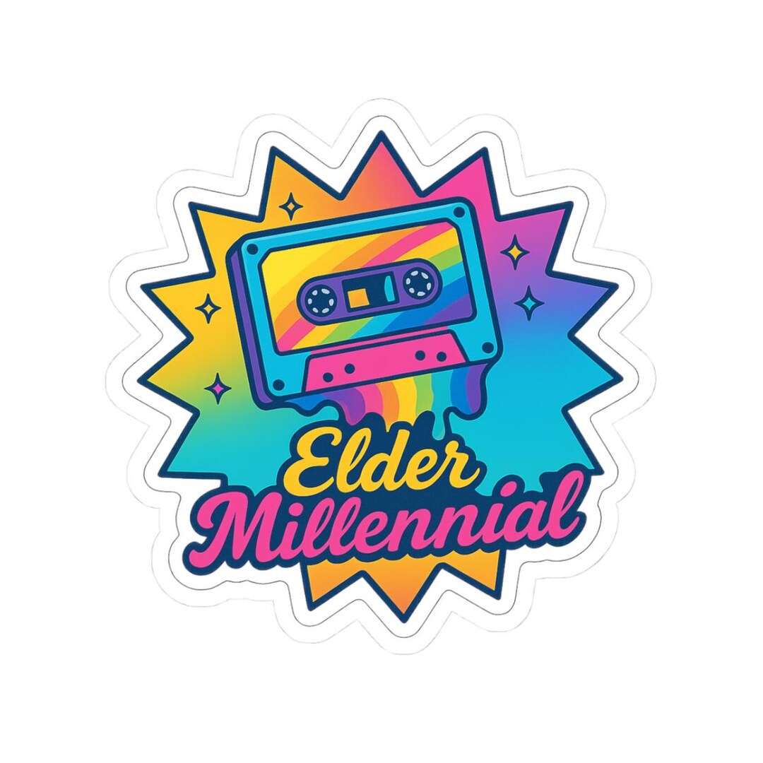 Elder Millennial Sticker Kiss-cut | Bold Colorful Retro Design - Etsy