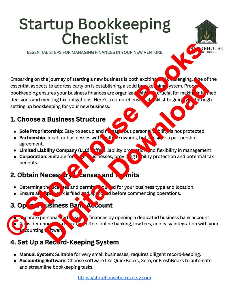 Startup Bookkeeping Checklist for New Businesses | Small Business ...