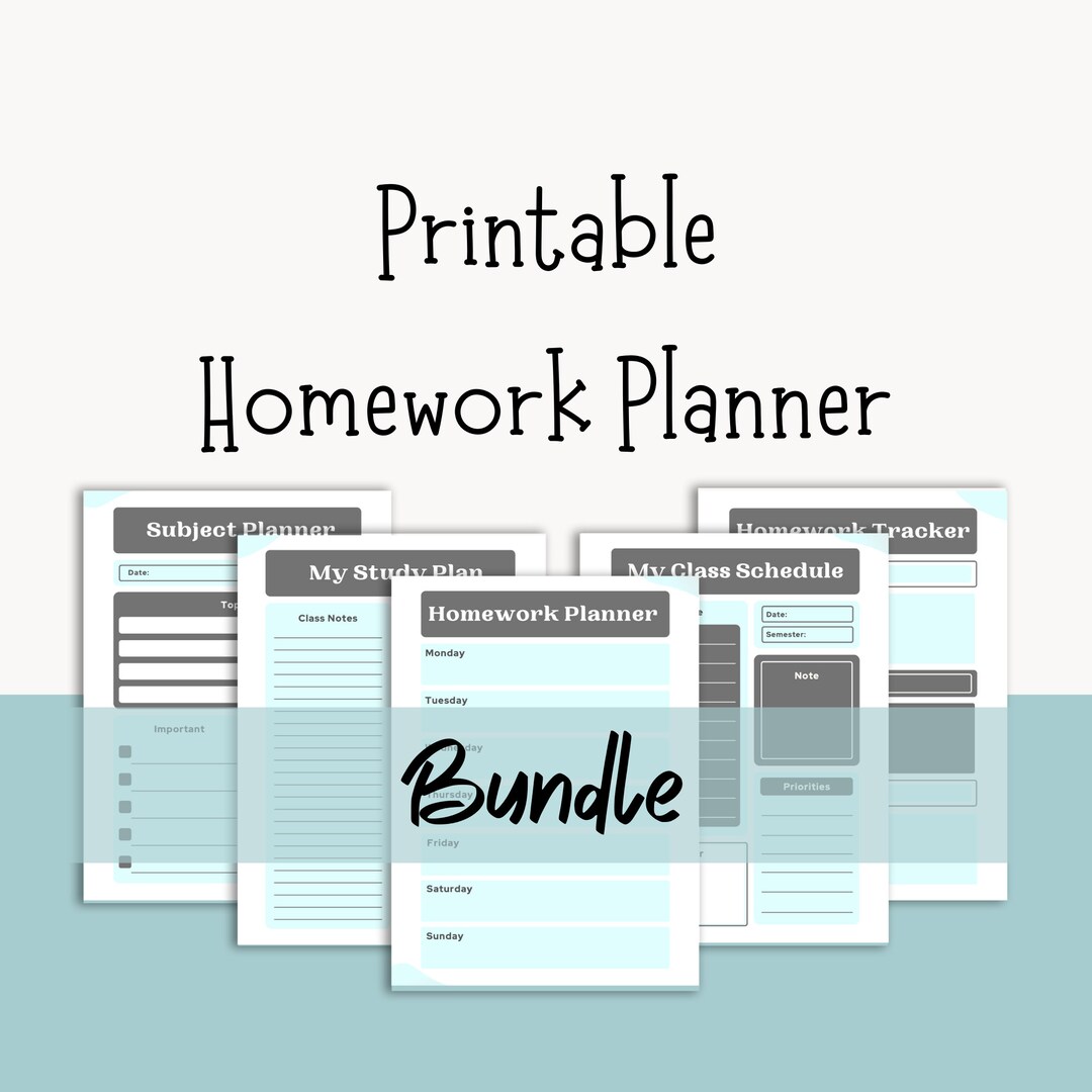 School Homework Planner ~ Student Planner, Study Printable Planner ...