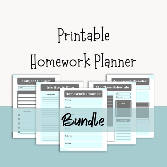School Homework Planner Student Planner Study Printable - Etsy