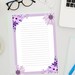Printable Purple Daisy Stationary Paper ~ Instant Download, Printable ...