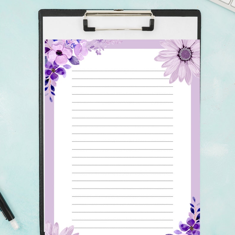Printable Purple Daisy Stationary Paper ~ Instant Download, Printable ...