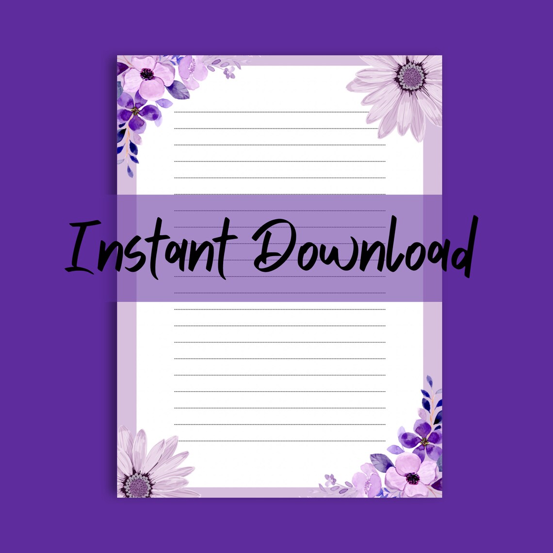 Printable Purple Daisy Stationary Paper ~ Instant Download, Printable ...