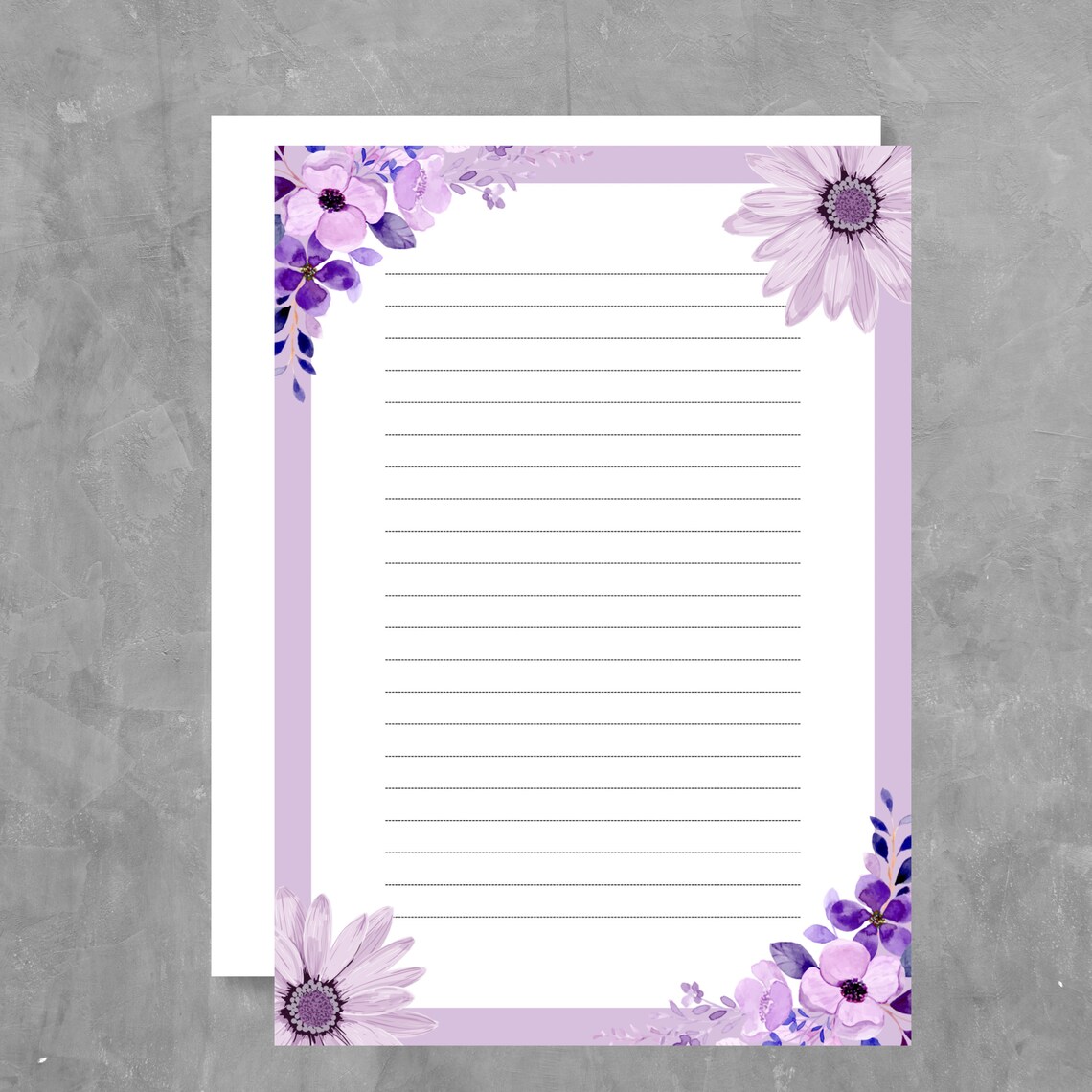 Printable Purple Daisy Stationary Paper ~ Instant Download, Printable ...
