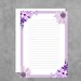 Printable Purple Daisy Stationary Paper ~ Instant Download, Printable ...