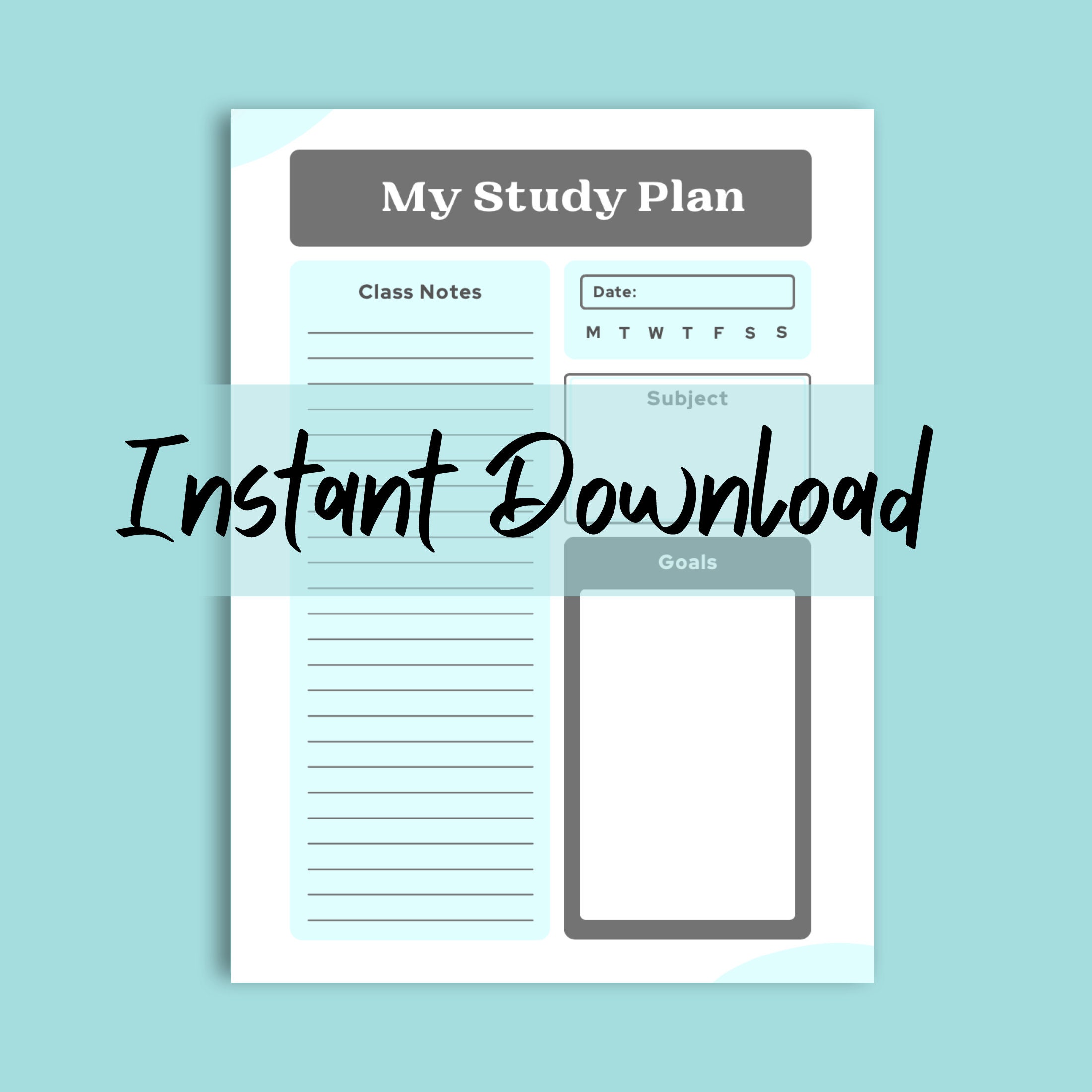 School Homework Planner Student Planner, Study Printable Planner ...