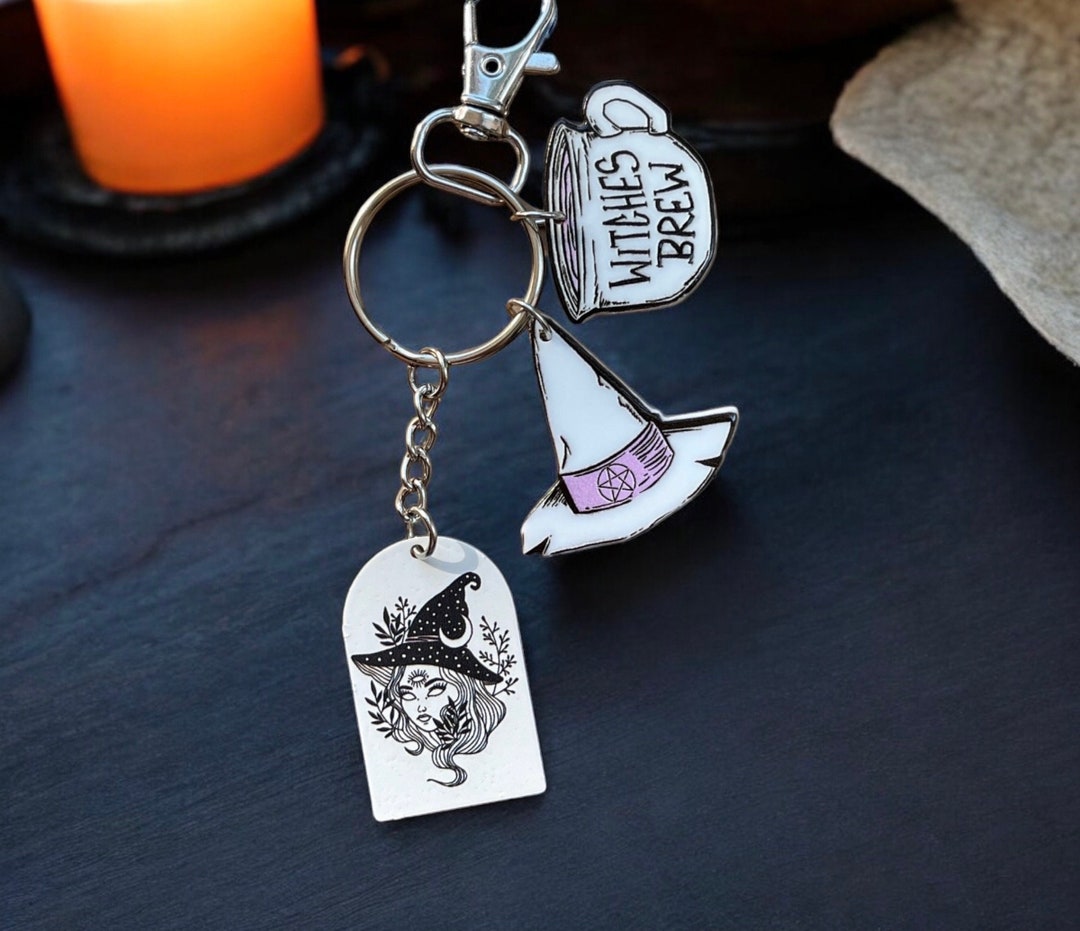 Spooky Keychain Halloween Inspired Keychain Witchy Witch Hat Keychain ...
