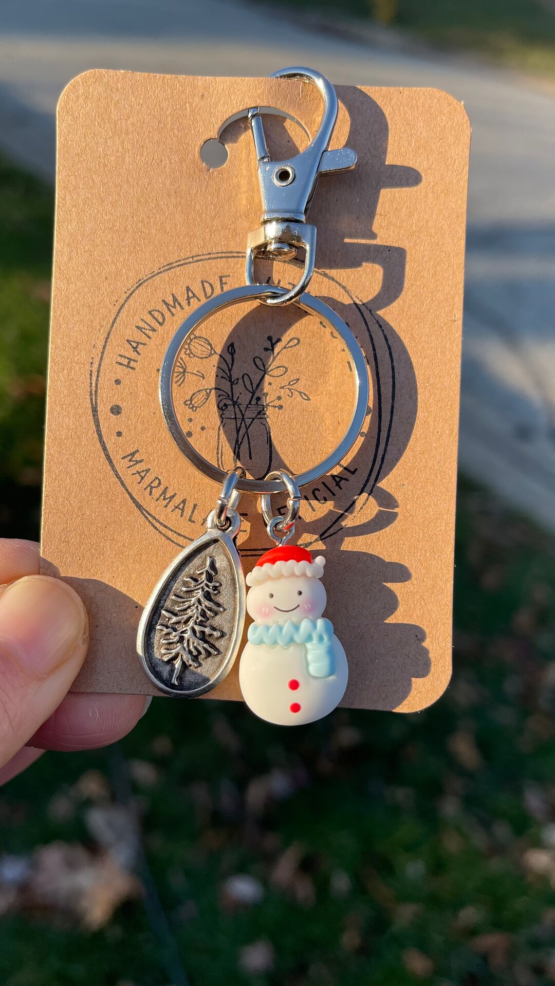 Snowman Antique Silver-plated Pine Winter Keychain Perfect Gifts for ...