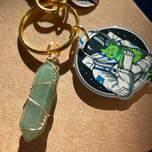Astronaut and Alien Kitty Cat With Natural Green Aventurine Crystal ...