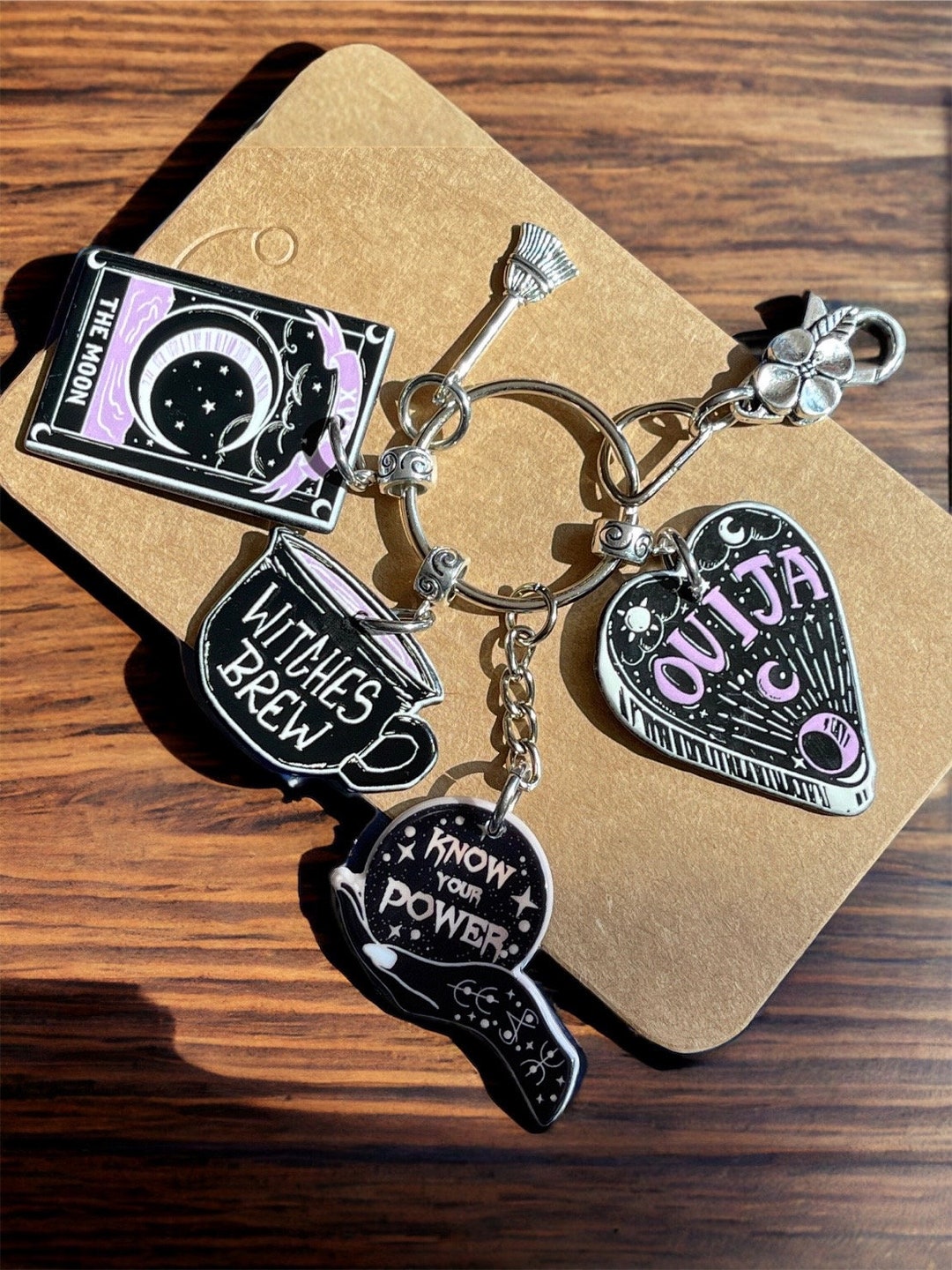 Mystery Magic Keychain Black Tone Beautiful Tibetan Clasp and Bails ...