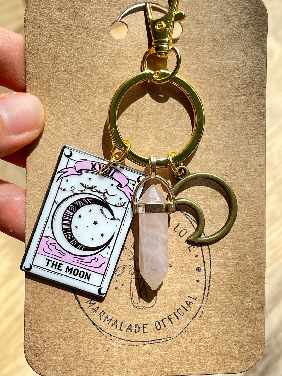 The MOON Power & LOVE Energy Crystal Keychain Antique Bronze-plated ...
