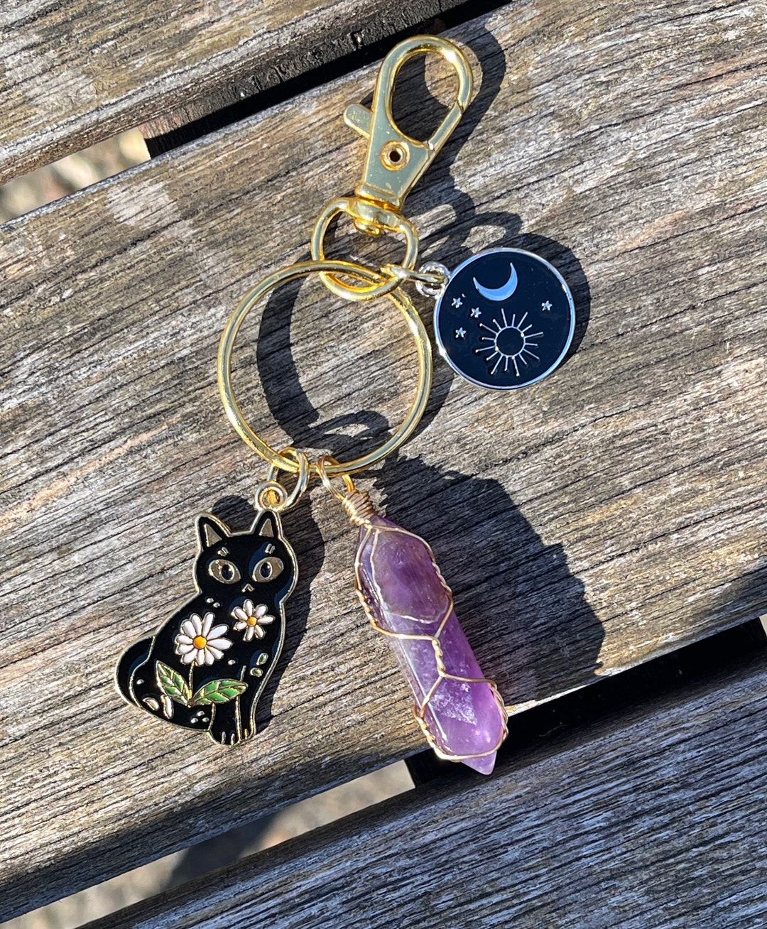 Natural Amethyst Keychain - Positive Energy Meaningful Gifts - Flower ...