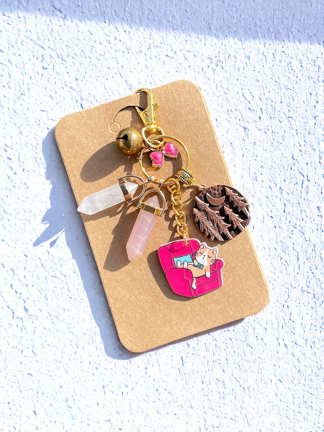 Amplify the Loving Energy Keychain, Zipper Charm Happy Cat Jingle Bell ...