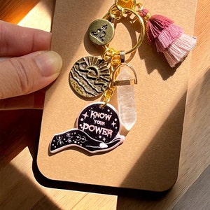 Mindfulness Boho Purse Charm, Tassel Bag Charm, Healing Stone Keychain ...