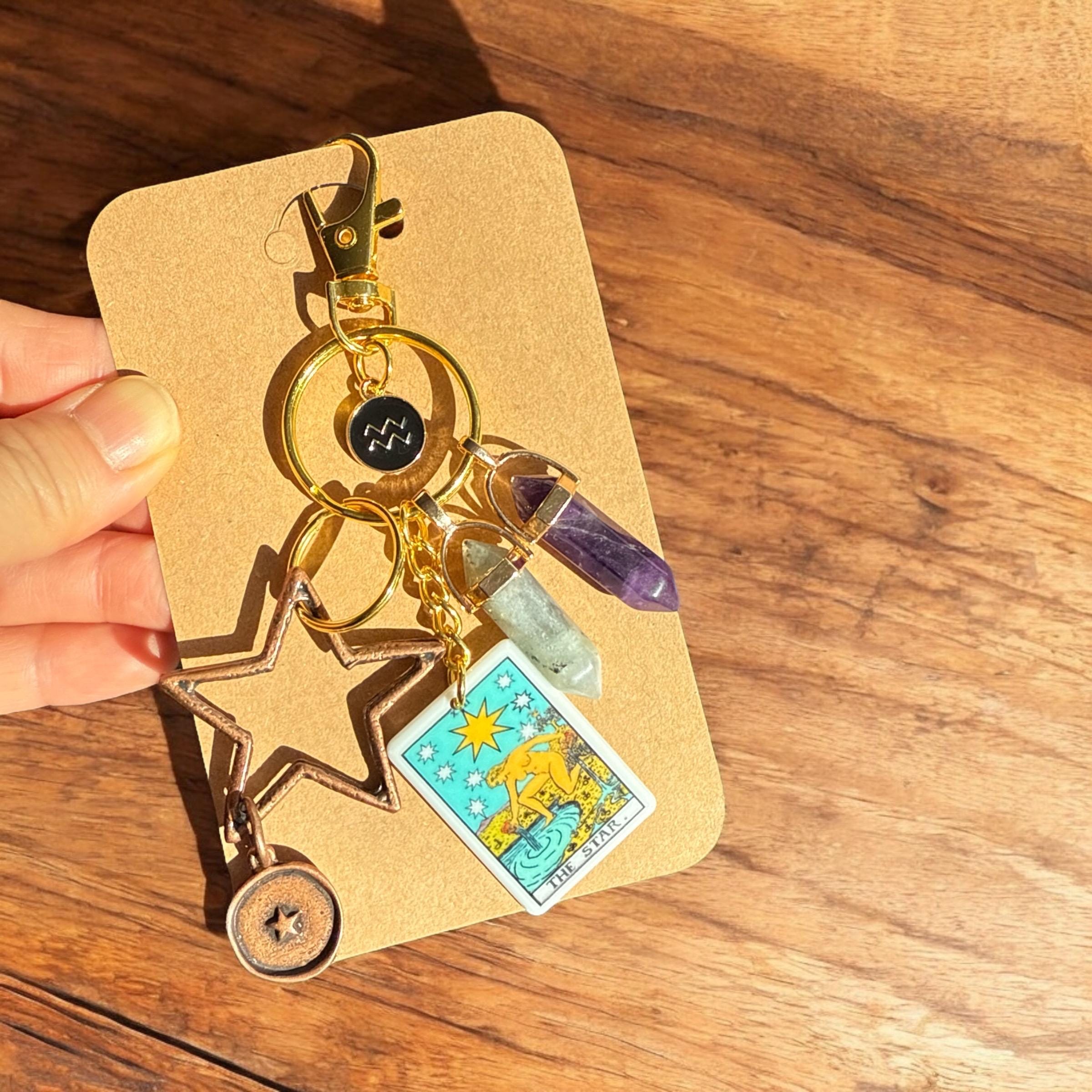 AQUARIUS Unique Bag Charm, Aquarius Keychain, Aquarius Crystal Hanging ...