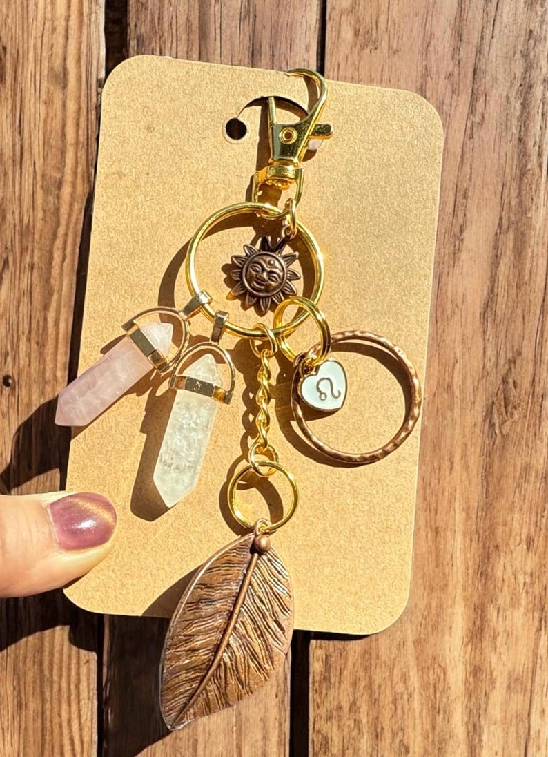 Leo Sign Fire Element Bag Charm, Keychain, Zipper Pull, Car Key Ring ...