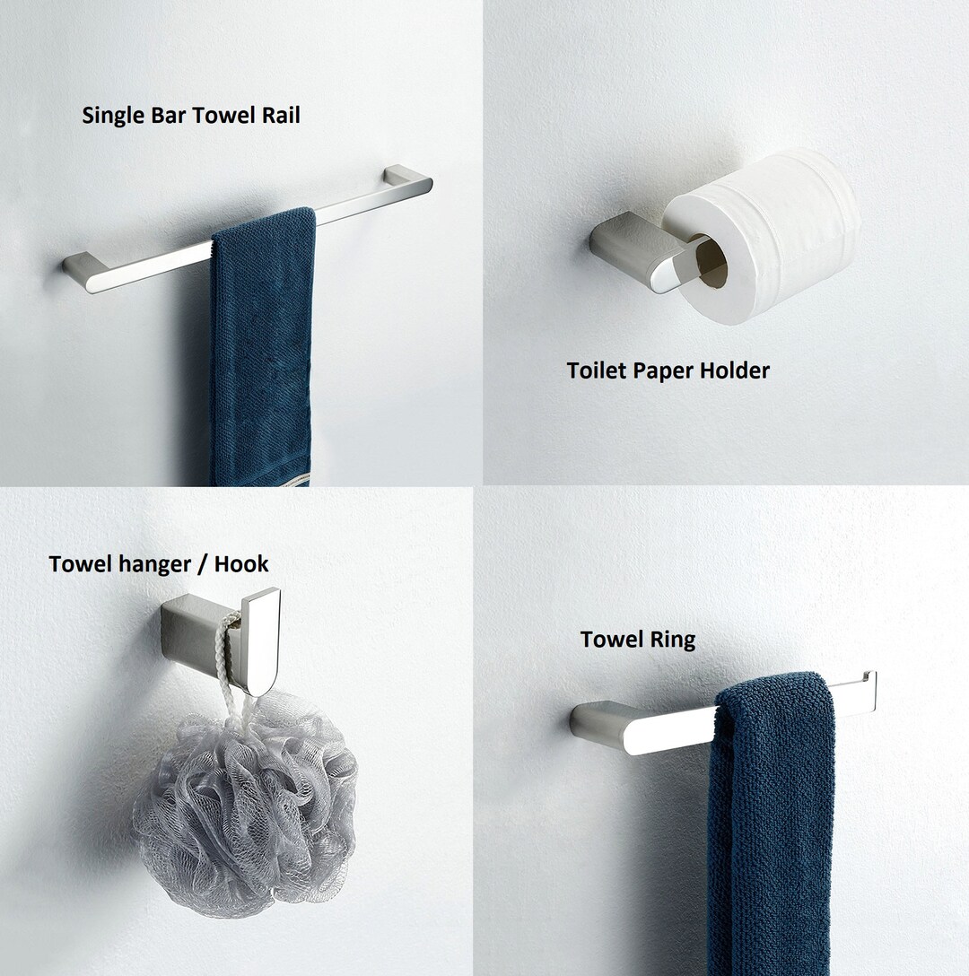 Bathroom Double Bar Towel Rail Toilet Paper Holder Hand Towel Roll Bath ...