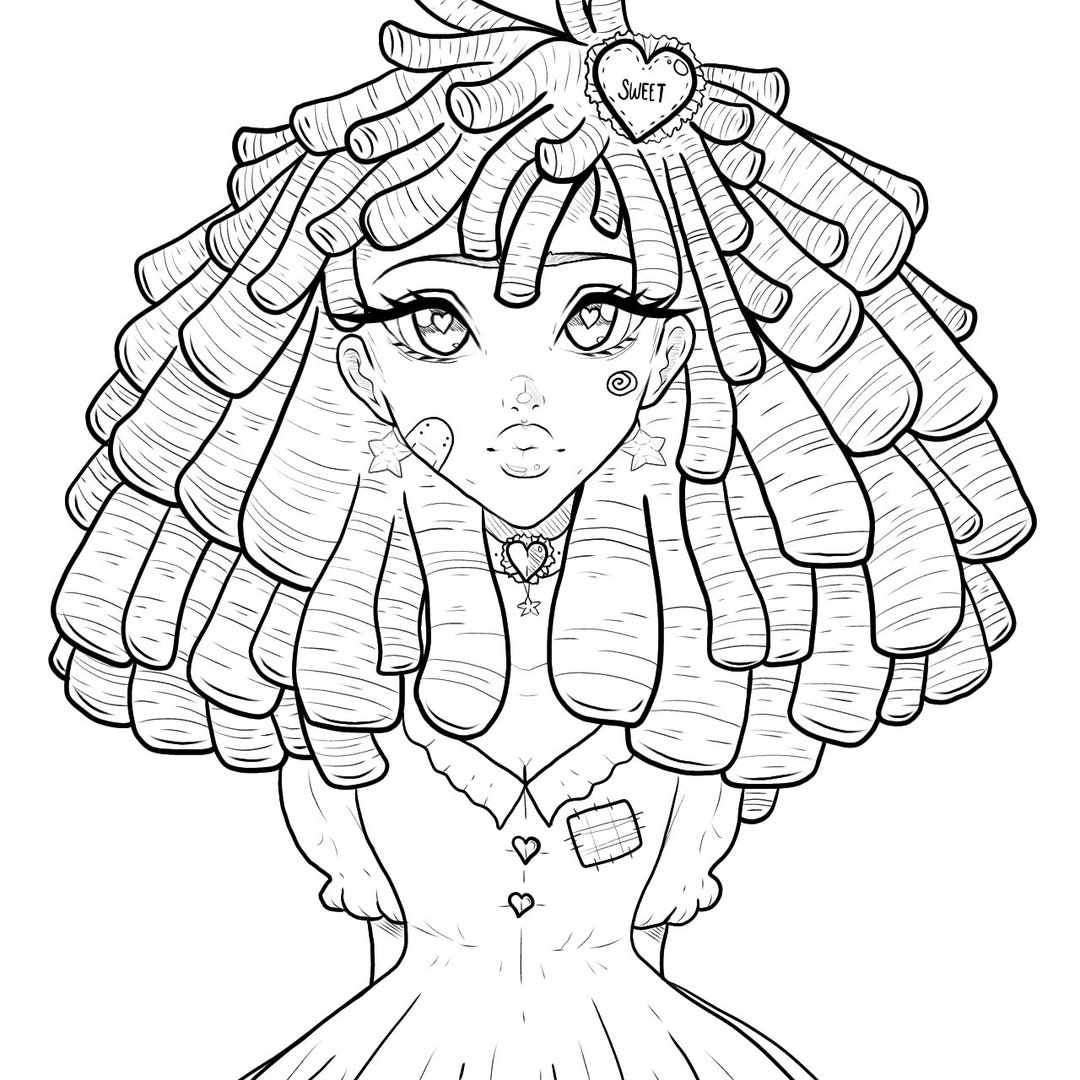Cute Trendy Girl Digital Coloring Page - Etsy