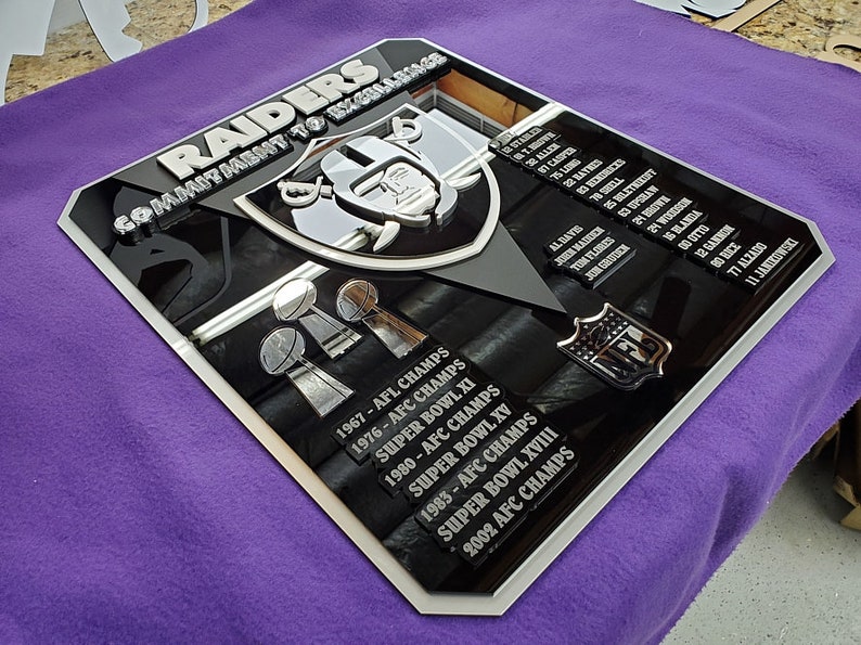 RAIDERS 3D Sign ART Unique Football Team Las Vegas Los Angeles Oakland ...