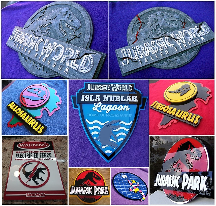 Jurassic World 3D Sign Dominion Kingdom Trex Velociraptor - Etsy