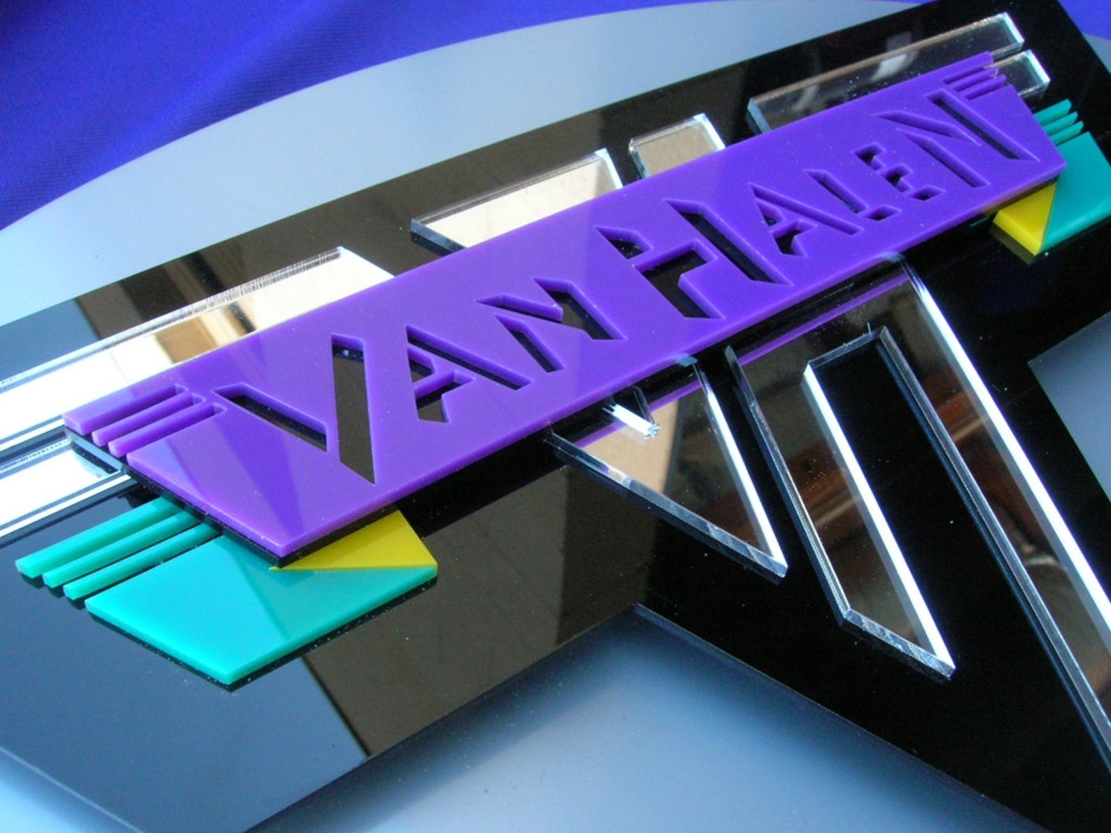 VAN HALEN 3D Sign Art Mirror Chrome Lettering Logo Custom Fender Gibson ...