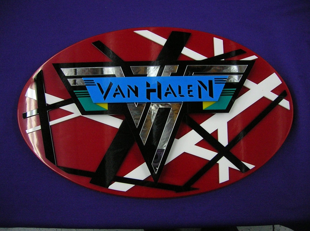 VAN HALEN 3D Sign Art Mirror Chrome Lettering Logo Custom Kramer Fender Gibson Stratocaster ...