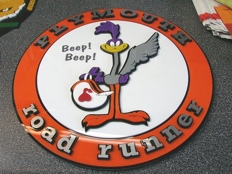 ROADRUNNER Plymouth 3D Sign Art Garage Oval Man Cave Display Car Show ...