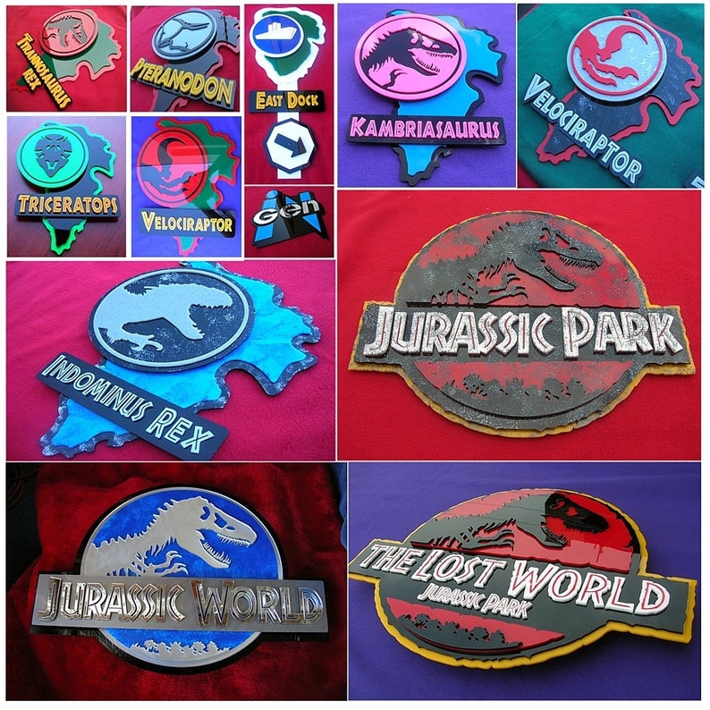 JURASSIC Park 3D Sign Dominion Kingdom Trex Jurassic Raptor Movie ART 3 ...