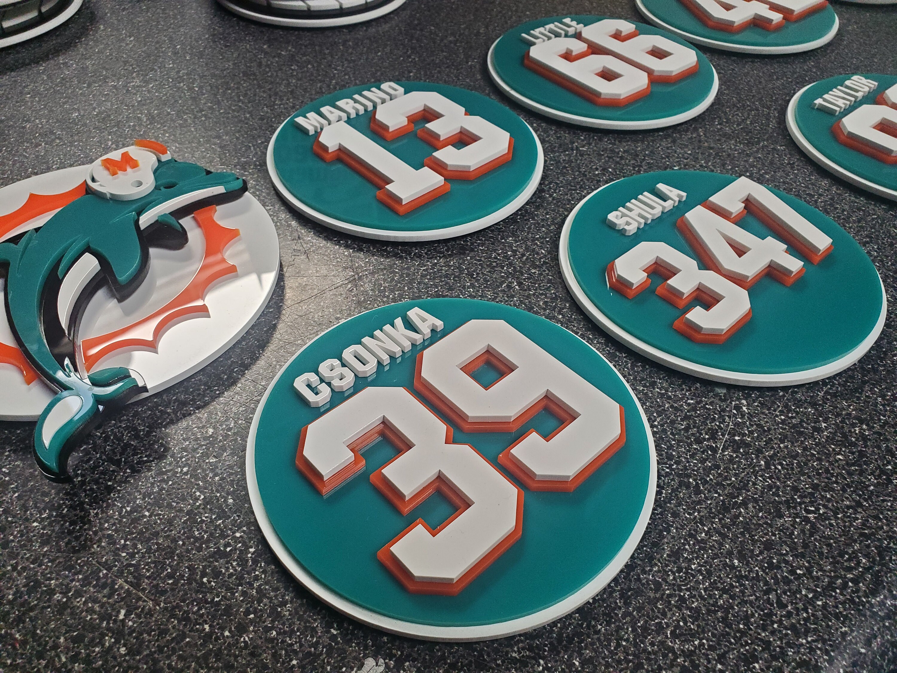 Miami Dolphins Set of Retired Numbers 3D Signs ART Florida Tampa Bay ...