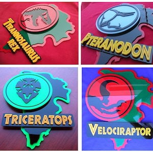 3D ART SIGN Jurassic Park Dinosaur Paddock Movie Kids Room Theme T Rex ...