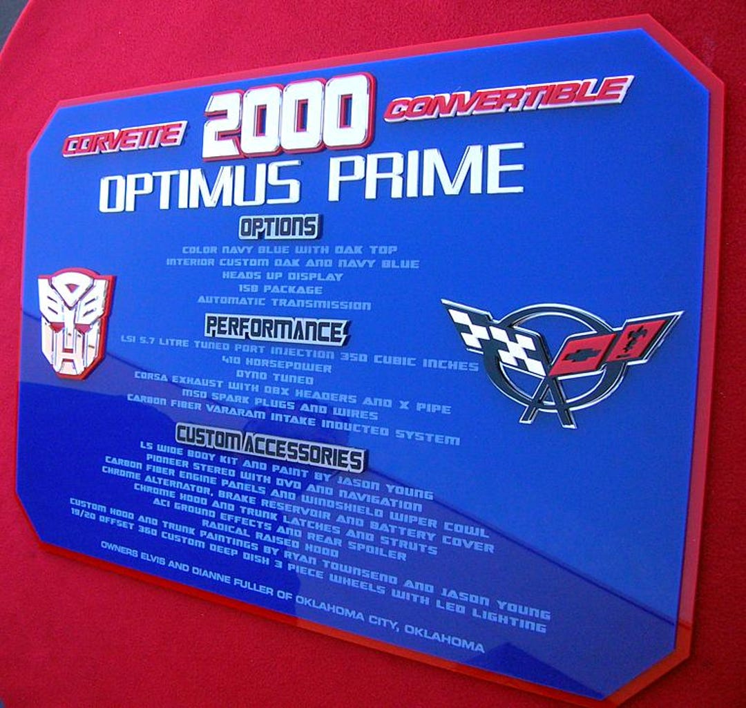 CAR SHOW 3D Sign Art for Events CORVETTE Awards Garage Man Cave Display ...