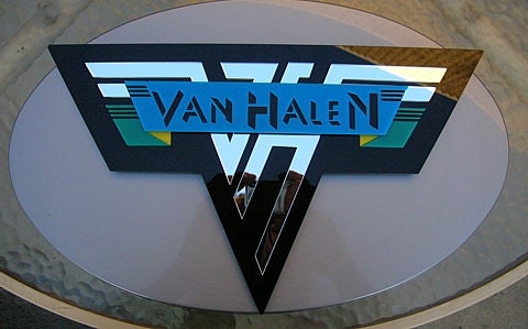 VAN HALEN 3D Sign Art Mirror Chrome Lettering Logo Custom Fender Gibson Stratocaster Music Room ...
