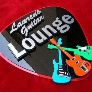 VAN HALEN 3D Sign Art Mirror Chrome Lettering Logo Custom Fender Gibson ...