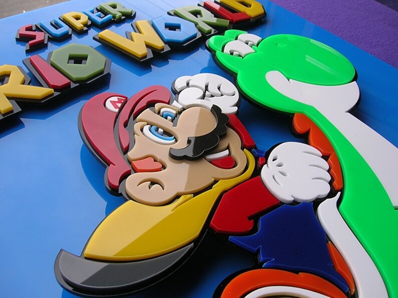 3D SUPER MARIO Sign ART Yoshi Kart Pac Man Nintendo Playstation Sega ...