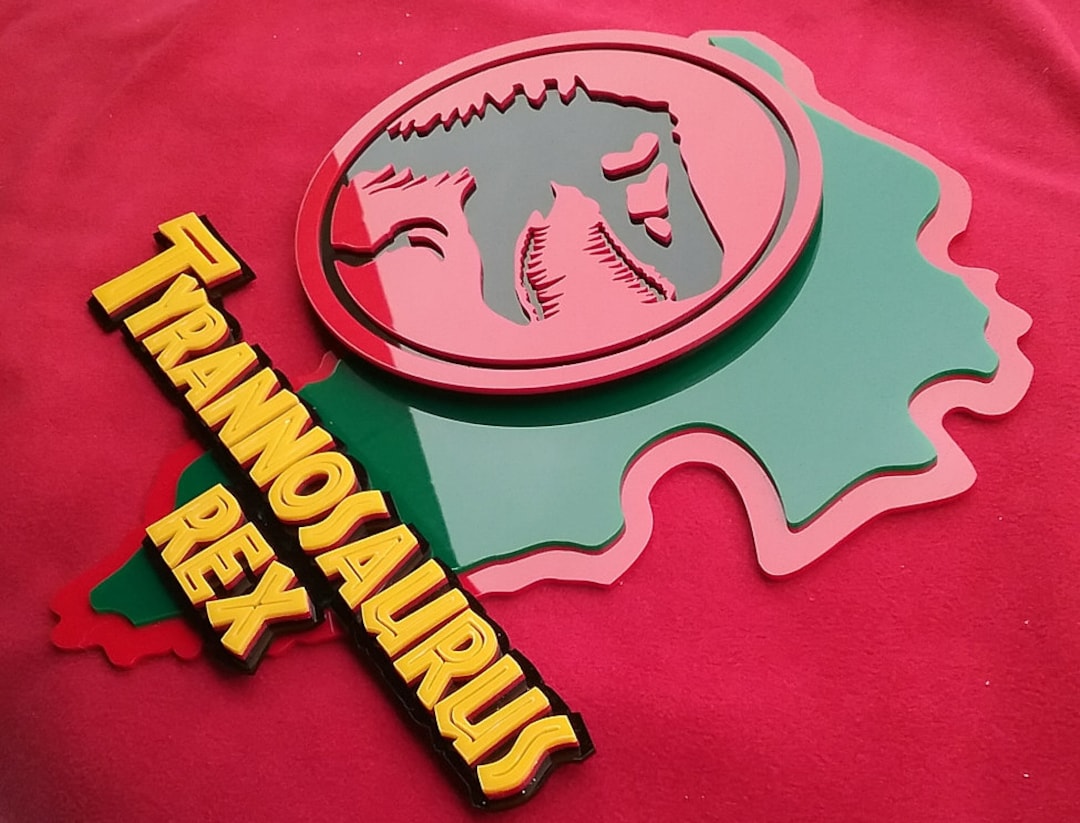 T Rex 3D ART SIGN Jurassic Park Dinosaur Paddock Movie Kids Room Theme ...